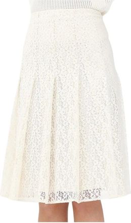 Max Mara Femme, Jupes, Blanc, Taille: 42 FR Beta Svasata Midi Skirt