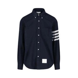 Thom Browne Flanellhemd mit 4 Streifen - - Shirts - Herren - Blau - XL