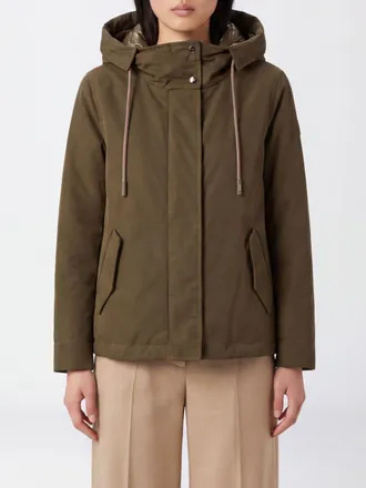 Herno Parka courte en m&eacute;lange de coton avec capuche et fermeture dissimul&eacute;e