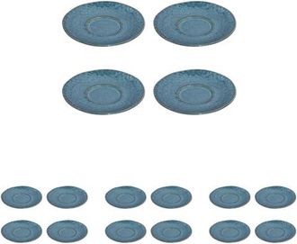 Leonardo Matera Unterteller 4-er Set, sp&uuml;lmaschinengeeignete Steingut-Unterteller f&uuml;r Matera Tassen, 4 Keramik-Untertassen, blau, &Oslash; 15 cm, 018592 (Packung mit 