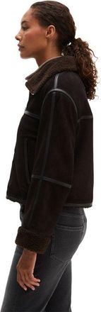 Marc O'Polo Lederjacke mit Fake-Fur-Teddyfutter innen