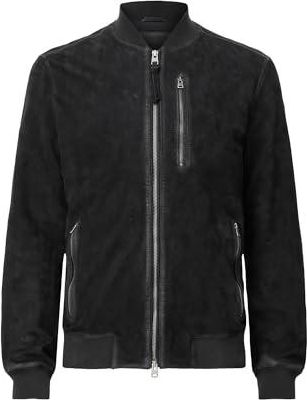 AllSaints Bomber en daim Kemble pour homme, noir, XX-Large