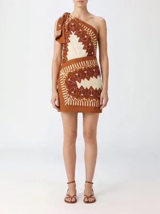 Johanna Ortiz One-Shoulder-Etuikleid aus Baumwolle mit tropischem Print