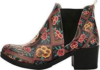 Dogo Booties Beauty in The Broken Womens Vegan Printed Shoes Chunky High Heel Ankle Booties