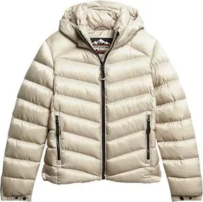 Superdry Hooded Fuji Padded Jacket Vestes, Pelican Beige, 34 Femme