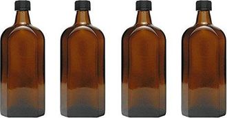 Viva Haushaltswaren mikken - 4 Medizinflasche in Braunglas Apothekerflaschen inkl. Etiketten a 4X 500ml Schwarz