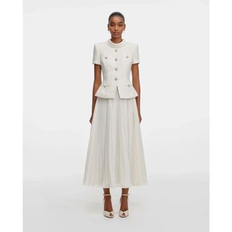 Self Portrait Femme, Vestes, Beige, Taille: 36 FR Robe Midi &agrave; Col Boucl&eacute;