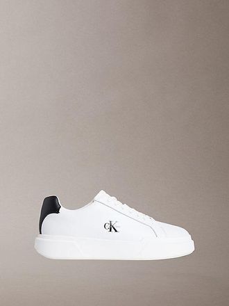 Calvin Klein Ck Avenue - Leder-sneakers Mit Logo - Bright White/lush Meadow/beluga - Herren - EU 46