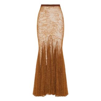 DAVID KOMA Floral Lace Maxi Skirt - - Skirts - Damen - Braun - L