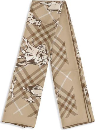 Burberry Check and Paws on Parade Silk Scarf - Beige