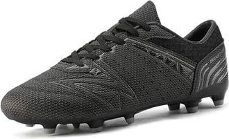 Dream Pairs Chaussures de Football pour Hommes Chaussures dentra&icirc;nement Professionnel Crampons Outdoor Sport Football,Size 44,Noir/Gris,SDSC2201M-E