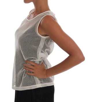 Dolce & Gabbana Womens White Net Tank Transparent Top Cotton