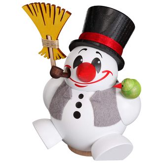 Seiffener Volkskunst | Deko Räuchermännchen | Cool-Man Räuchermann 9 cm | Schneemann | Original Erzgebirge | 19106 | mit Weste