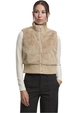 Urban Classics Damen Weste Ladies Cropped Faux Fur Vest, kurz geschnittene Damenweste aus Kunstfell, Größen XS - XL
