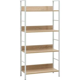 vidaXL Vidaxl - Biblioth&egrave;que 4 niveaux blanche 60x27,6x124,5 cm - Structure acier robuste - 4 &eacute;tag&egrave;res - Capacit&eacute; 60 kg - Facile &agrave; nettoyer