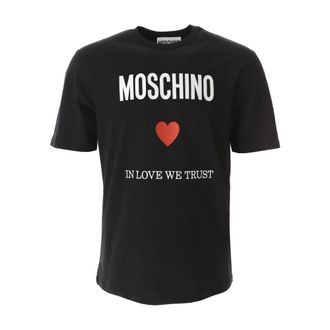Moschino Bio-Baumwolle Liebe Vertrauen T-shirt - - Tops - Herren - Schwarzk - S