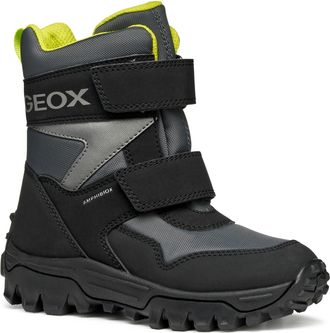 Geox Winterstiefel GEOX J HIMALAYA BOY B ABX, Damen, Gr. 29, grau (grau, lime), Synthetik, Textil, Schuhe Winterstiefel, Snowboots, Klettstiefel mit Warmfu