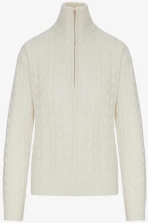 Max Mara Rundhalspullover - Wei&szlig;