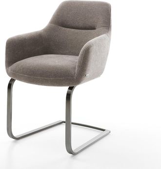 DELIFE Freischwinger Pejo-Flex Strukturstoff Soft Taupe Freischwinger flach Graphit Taschenfederkern, Esszimmerst&uuml;hle