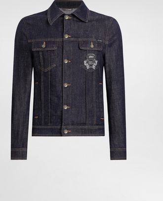 Dolce & Gabbana Jeansjacke Aus Baumwolle Mit Patch - Mann Jeans Mehrfarbig 46
