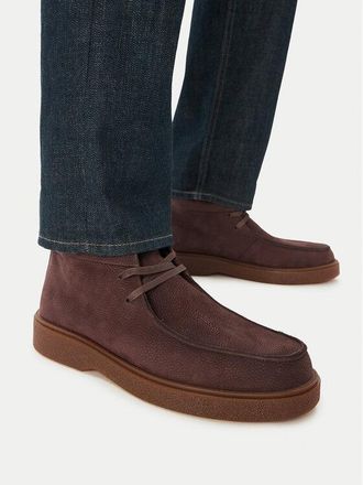Calvin Klein Schn&uuml;rschuhe Text Rubber Apron Boot Nu HM0HM02256 Braun