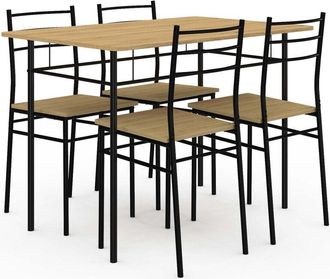 IDMarket Idmarket - Ensemble table angie 4 personnes + 4 chaises bois et métal noir