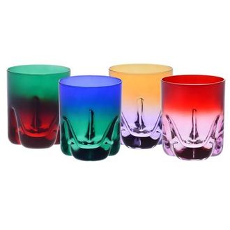 Krosno Verres &agrave; Whisky, Drinks et Cocktails 250 ml - Lot de 4 pi&egrave;ces en 4 couleurs uniques - Collection Aurora - Cristal Sans Plomb - Verre Peint &agrave; la Main