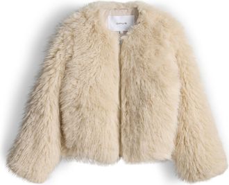 OPUS Damen Jacke | HETI Regular voluminöse Kurzjacke in Felloptik Ivory, 38