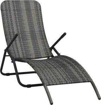 vidaXL Klappbare Sonnenliege Poly Rattan Grau - Vidaxl