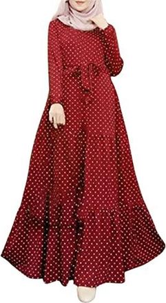 Generic Robes amincissantes pour femmes, robe imprim&eacute;e, v&ecirc;tements musulmans longs, 2026, Rouge, XXL