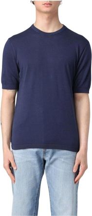 Aspesi Homme, Tops, Bleu, Taille: XL Short Sleeve Crew Neck Knit Top