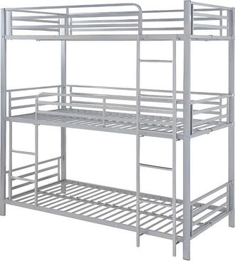 Vente-Unique Etagenbett - 3 Personen - 3 x 90 x 190 cm - Metall - Silberfarben - ELOUAN III