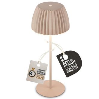 Briloner Riffle LED Tischlampe kabellos IP44 mit Lichtkante, Touchdimmer, Akku tauschbar, Nachttischlampe, Leselampe, LED Lampe, Akku Lampe, German Design Awar