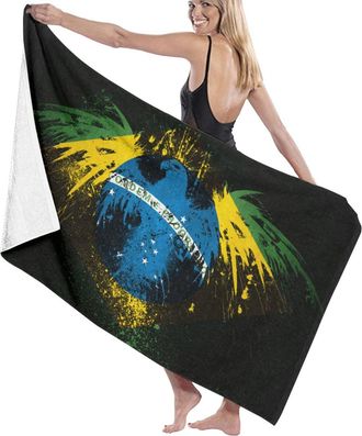 IUBBKI Strandtuch mit Adler-Brasilien-Flagge, weiches, saugf&auml;higes Mikrofaser-Strand-Badetuch, Erwachsene, Unisex, Kinder, Handtuchdecke, 32 x 52 Zoll
