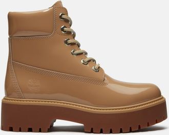 Timberland Wasserdichte Schn&uuml;rstiefel aus Lackleder in Mittelbeige, 6 Zoll-Neutral