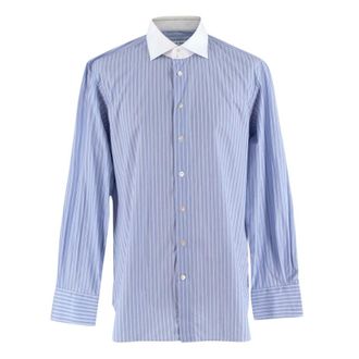 Emanuele Maffeis Blue Cotton Long Sleeve Tailored Shirt Size XL