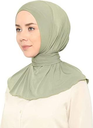 World of Shawls Hijab instantan&eacute; pr&ecirc;t &agrave; lemploi pour femmes, filles, femmes, avec boutons &agrave; nouer dans le dos, &eacute;charpe en jersey de qualit&eacute; sup&eacute;rieure, vert sauge, ta