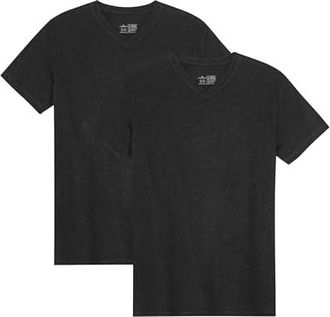 Danish Endurance T-Shirts pour Homme, T-Shirts en Coton Bio, Multipack, Manches Courtes, Melange Doux Prémium, Lot de 2, Col en V - Noir, XXL