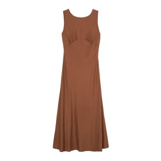 Oltre Femme, Robes, Brun, Taille: 44 FR Robe Longue Fluide avec Drap&eacute;