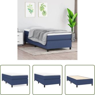 vidaXL Boxspringbett - Boxspringbettgestell Blau 90x200 cm Stoff