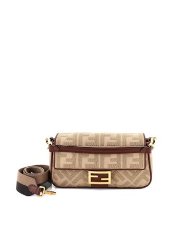Fendi Baguette NM Bag Zucca Embroidered Canvas Medium shoulder bag - Tons neutres