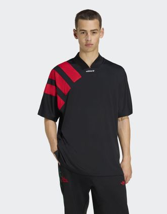 adidas Originals Adicolor - Maillot color block - Noir et rouge &eacute;carlate