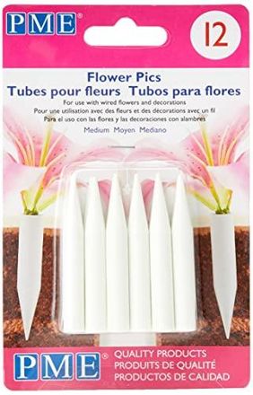 PME Medium Mittlere Blumenbilder, Packung mit 12 Stück, Kunststoff, Weiß, 0.8 x 0.8 x 5.6 cm, Einheiten, Mittel