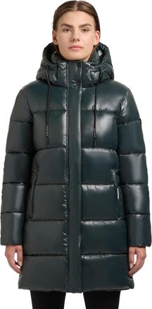 Khujo Damen Wintermantel warmer Steppmantel schimmernd mit Kapuze Jadet2-YM Hydro Green Gr. XL