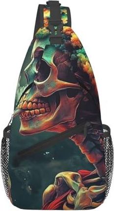 Generic Sac &agrave; dos &agrave; bandouli&egrave;re motif squelettes fumants avec fum&eacute;e vive (1) Sac &agrave; dos de voyage pour homme Sac &agrave; dos de randonn&eacute;e