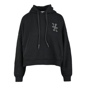 John Richmond Femme, Sweatshirts et sweats &agrave; capuche, Noir, Taille: 34 FR Cropped Sweat &agrave; capuche