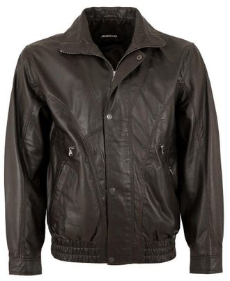 Maddox Lederjacke Holdo MADDOX - Herren Lederjacke Blouson Lammnappa dunkelbraun