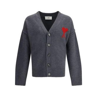 Ami Homme, Pulls, Gris, Taille: XL De Coeur Cardigan en Tricot Boutonn&eacute;