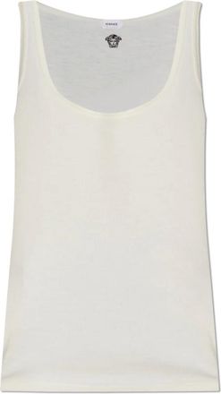 Versace Femme, Tops, Beige, Taille: 32 FR D&eacute;bardeur en laine c&ocirc;tel&eacute;e brod&eacute;e