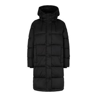 Joop Femme, Manteaux, Noir, Taille: 44 FR Manteau Long Noir pour Femme avec Capuche Amovible